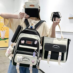 5Pcs Accessories Backpack with Pin & Set Cute Backpack Kawaii Backpack School Bags for Teen Girl