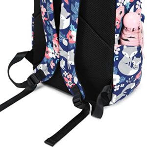 Wadirum Women Cute Printed Backpack Girl School Backpack Set Casual Daypack Fox