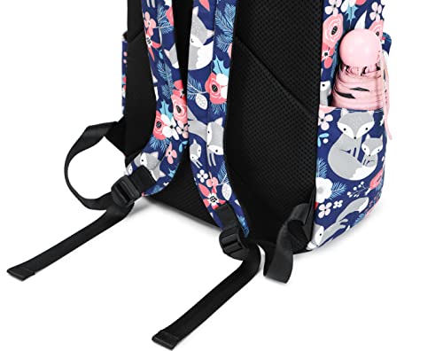 Wadirum Women Cute Printed Backpack Girl School Backpack Set Casual Daypack Fox