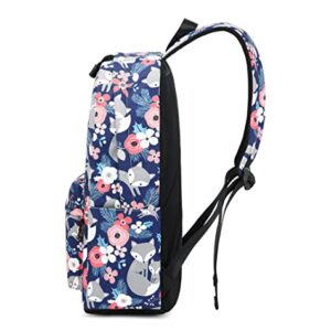 Wadirum Women Cute Printed Backpack Girl School Backpack Set Casual Daypack Fox