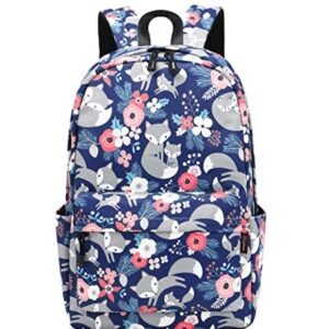 Wadirum Women Cute Printed Backpack Girl School Backpack Set Casual Daypack Fox