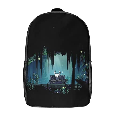 Adjzepuo Hollow Knight Unisex Anime Backpack 17 Inch Casual Laptop Daypack Cute Daily Bookbag Outdoor Bags for Travel Picnic Camping