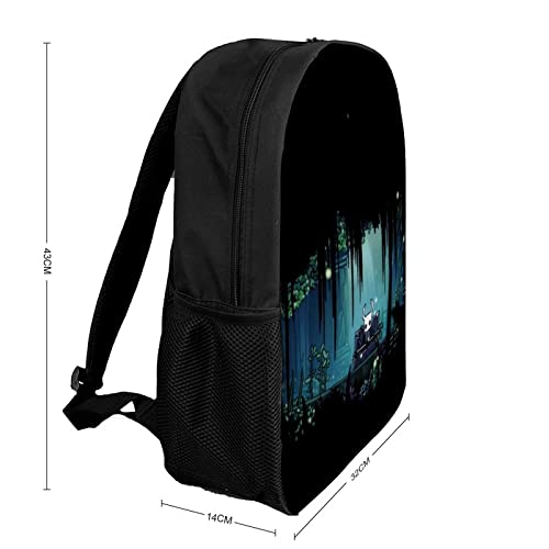 Adjzepuo Hollow Knight Unisex Anime Backpack 17 Inch Casual Laptop Daypack Cute Daily Bookbag Outdoor Bags for Travel Picnic Camping