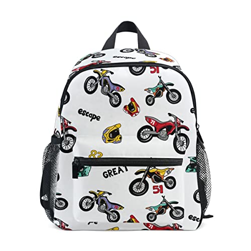 Fisyme Toddler Backpack Vintage Motorcycle School Bag Kids Backpacks for Preschool Kindergarten Nursery Girls Boys, M