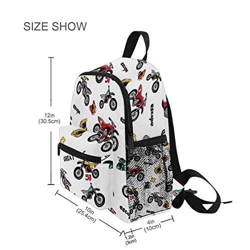 Fisyme Toddler Backpack Vintage Motorcycle School Bag Kids Backpacks for Preschool Kindergarten Nursery Girls Boys, M