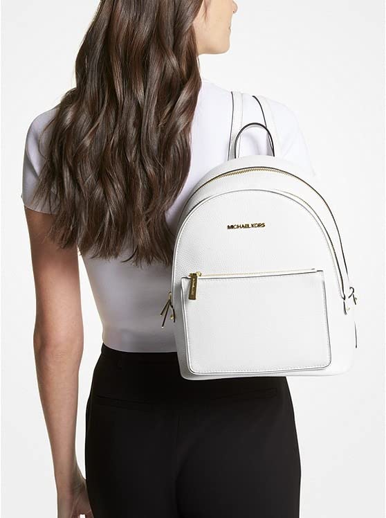 Michael Kors Adina Medium Pebbled Leather Backpack (Optic White)