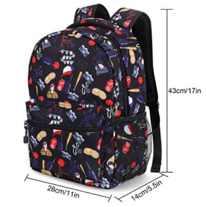 Eyehoce Funny Stranger School Backpack, Black Bookbag College High School Bags For Boys Girls, Travel Work Bag, Laptop Backpacks for Women Men Stranger Movie Gift