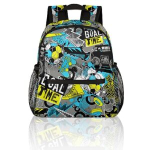 sports soccer football kids backpack for boys, soccer ball skateboard toddler mini backpack for elementary nursery kindergarten preschool, back to school bookbags student travel bag with chest strap