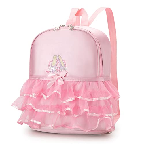 SEHXIM Cute Ballet Dance Backpack Tutu Dress Dance Bag Dance Bag for Girls Waterproof Small Duffle Bag Ballet Bags Gym Bag.(Pink)