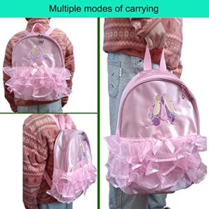 SEHXIM Cute Ballet Dance Backpack Tutu Dress Dance Bag Dance Bag for Girls Waterproof Small Duffle Bag Ballet Bags Gym Bag.(Pink)