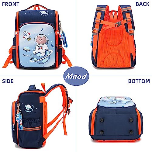 Maod Toddler Backpack for Boys Kids School Cute Elementary Backpacks with Padded Shoulders and A Free Pendant (Navy Blue)