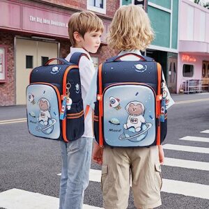 Maod Toddler Backpack for Boys Cute Kids Elementary School Backpacks with Chest Strap and A Free Pendant (Dark Blue)