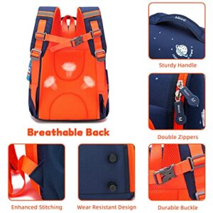 Maod Toddler Backpack for Boys Cute Kids Elementary School Backpacks with Chest Strap and A Free Pendant (Dark Blue)