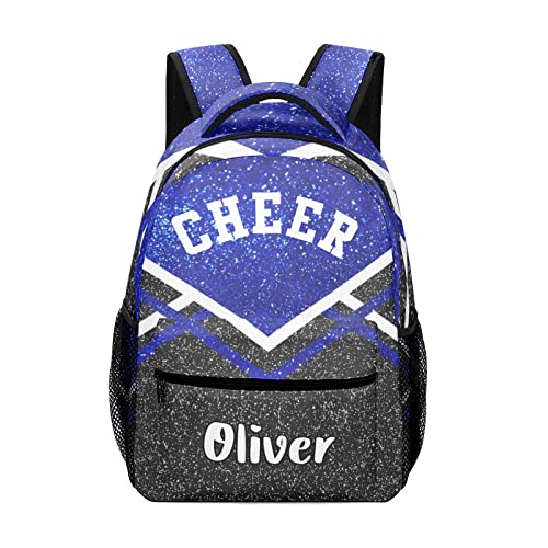 XOZOTY Black Blue Cheer Cheerleader Backpack Personalized Name Bag Bookbags Daypack for Kids Adult