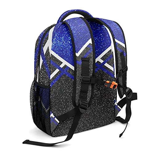 XOZOTY Black Blue Cheer Cheerleader Backpack Personalized Name Bag Bookbags Daypack for Kids Adult