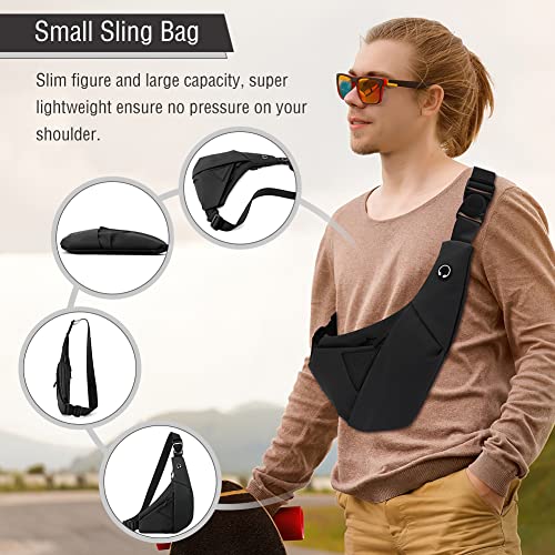 Kannino Small Sling Backpack Waterproof Crossbody Chest Bag Daypack Outdoor Chest Sling Bag Fanny Pack Casual Sling Pack for Men Women for Traveling Hiking Cycling (Black)