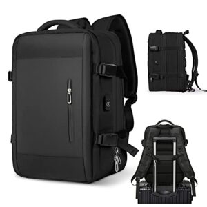 vgcub carry on backpack, large travel backpack for women men airline approved gym backpack waterproof business laptop daypack expandable, black