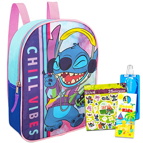 Disney Stitch Mini Backpack Set for Girls - Bundle with 11'' Lilo and Stitch Backpack, Water Bottle, Stickers, More | Stitch Mini Backpack