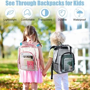 Amylove 2 Pieces Clear Backpack Pack Heavy Duty Clear Plastic Backpack PVC Transparent Bookbag See Through Backpacks for Kids Women Men