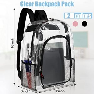 Amylove 2 Pieces Clear Backpack Pack Heavy Duty Clear Plastic Backpack PVC Transparent Bookbag See Through Backpacks for Kids Women Men