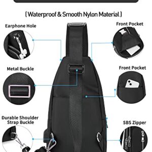 SEAFEW Small Black Tactical Sling Bag Crossbody Backpack Shoulder Bag for Men Women, Daypack Anti-Theft Cross Body Motorcycle Chest Bags, One Strap Backpack for Walking Biking Travel Cycling