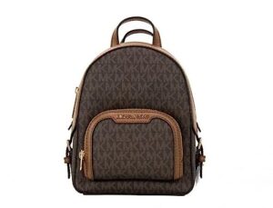 michael kors jaycee xs mini convertible backpack mk signature crossbody (brown)