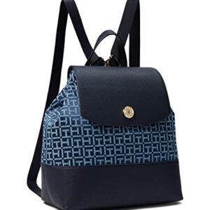 Tommy Hilfiger Mercer II Flap Backpack Square Monogram Jacquard Charcoal Blue/Breezy Blue One Size