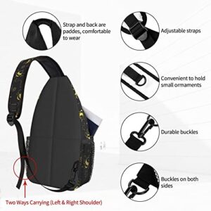 FeHuew Women Doodle Bee Black Cute Pattern Crossbody Sling Backpack for Men Chest Bag Shoulder Bag Lightweight One Strap Backpack Travel Outdoor Daypack