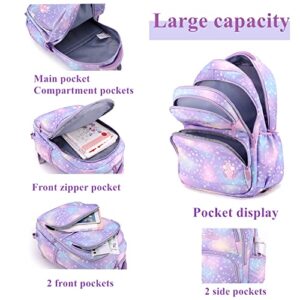 YJMKOI 3PCS Colorful Heart Print Rolling Backpack for Girls Elementary Trolley School Bag with Lunch Box