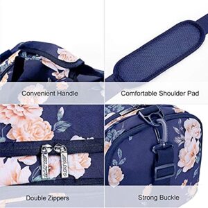 MOSISO 15.6-16 inch Laptop Backpack for Women with Luggage Strap & USB Charging Port, Sports Duffel Peony Gym Bag with Shoe Compartment&Camellia Travel Business Bag, Blue