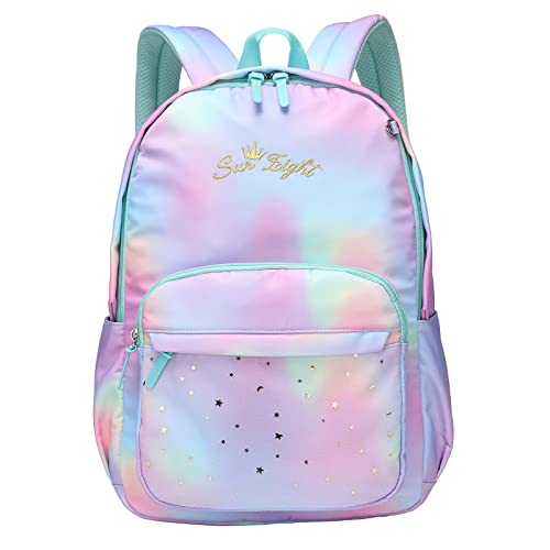 BIAOGOD Girl's Backpack Elementary School Children's Backpack over 8 years old (purple gradient)