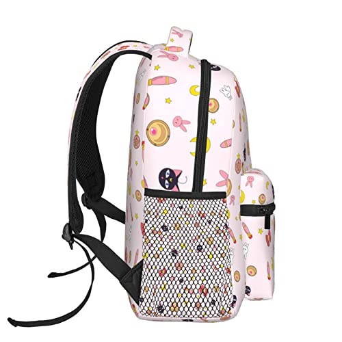 Zixxuil Pink Cute Backpack Cartoon Lightweight Leisure Large Capacity Multifunctional Backpack Casual