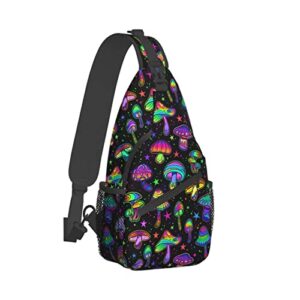 yamegoun colorful mushroom sling bag women men backpack crossbody bag travel hiking casual sport climbing runners daypack waterproof