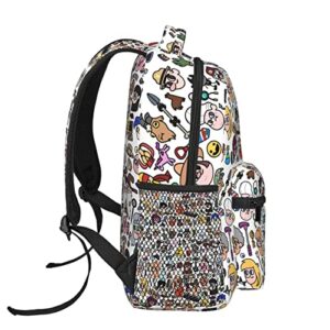 Cartoon Collage School Backpack Cute Daily Leisure Bag Large Capacity Computer 3D Printing Bag