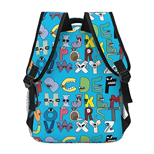 hgxim Alphabet School Backpack Pattern Lightweight Leisure Bag 3d Printing Large Capacity Pattern Leisure Bag Travel