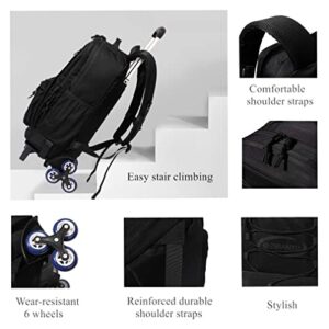 YJMKOI Solid Color Trolley Backpack for Girls-Boys Cool Middle School Kids Rolling BookBags Elementary School Bags with Wheels