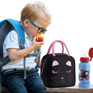 FEWOFJ Cute Black Backpacks with Lunch Bag for Teen Girls, Kids Backpack for Toddler Preschool Bookbags Elementary School Bags