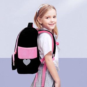 FEWOFJ Cute Black Backpacks with Lunch Bag for Teen Girls, Kids Backpack for Toddler Preschool Bookbags Elementary School Bags