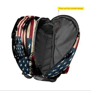 KIOPLYET American Flag Eagle Backpack School Book Bag Laptop Backpacks Travel Hiking Camping Day Pack