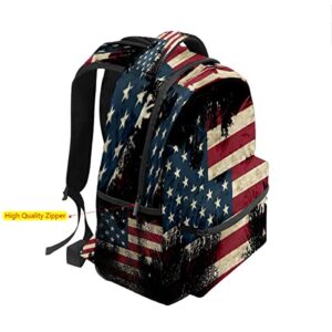 KIOPLYET American Flag Eagle Backpack School Book Bag Laptop Backpacks Travel Hiking Camping Day Pack