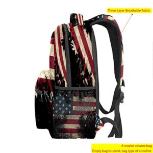 KIOPLYET American Flag Eagle Backpack School Book Bag Laptop Backpacks Travel Hiking Camping Day Pack