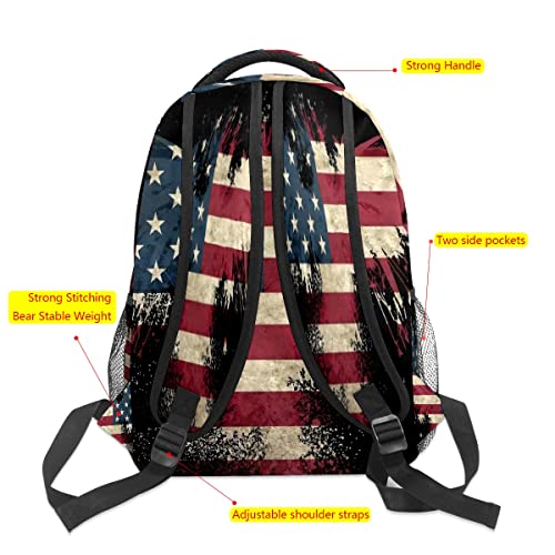 KIOPLYET American Flag Eagle Backpack School Book Bag Laptop Backpacks Travel Hiking Camping Day Pack