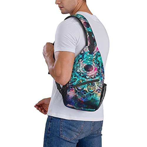 VSOFMY Sling Bag For Women Men, Crossbody Sling Backpack, Chest Bag for Hiking Travel Daypack, Multipurpose Lightweight Shoulder Bag, Galaxy Mandala