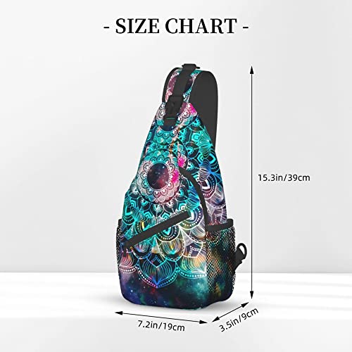 VSOFMY Sling Bag For Women Men, Crossbody Sling Backpack, Chest Bag for Hiking Travel Daypack, Multipurpose Lightweight Shoulder Bag, Galaxy Mandala