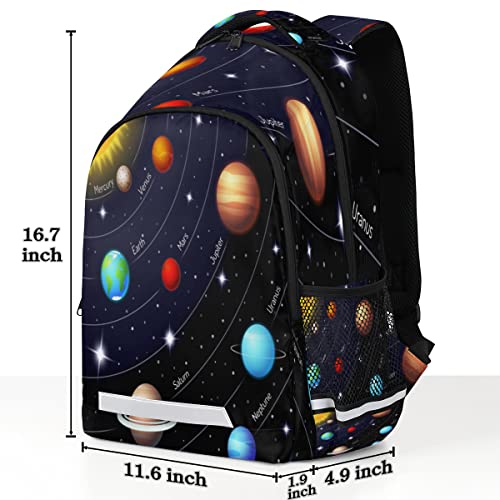 YPPAHHHH Universe Space Galaxy Solar System Backpack for School Girls Boys Kids School Backpack Elementary Students Bookbag Laptop Daypack with Chest Buckle, Teens Hiking Travel Rucksack