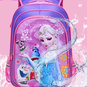 MJUNBOBU Kid Girls Backpack 16 Inch Anime Comic Cartoon School Daypack Children Kindergarten Primary School Backpack (Purple)