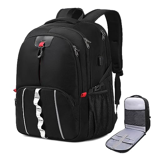 XJ-HOME 18.4'' Extra Large Travel Laptop Backpack 55L,Gaming backpack with USB Charging Port Carry on Business TSA Friendly Flight Approved Backpack for Men and Women,Black