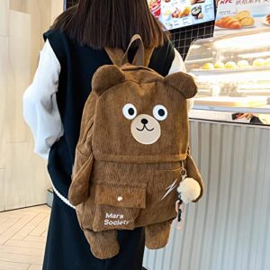 bafokrim Kawaii Backpack For Girls Boys teens Cute Bear Large Capacity Fashion Leisure Backpack With Small Bag (Brown)