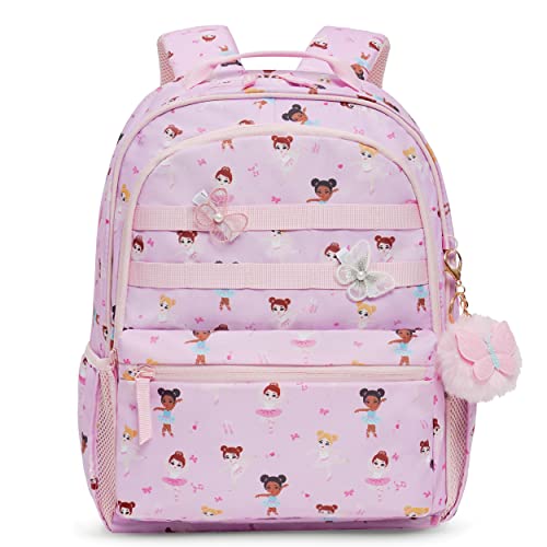 KIDNUO Kids Backpack for School Boys Girls Lightweight Kindergarten Elementary Toddler Backpacks Preschool Bookbags Cute Cartoon Travel Daypack with Chest Strap (S,Pink)