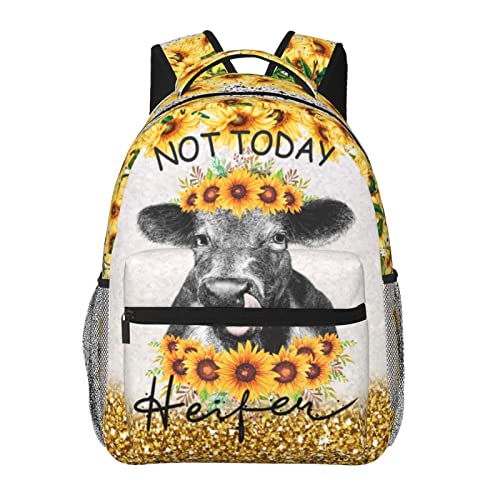 FuriTou Sunflower Cow Cow Sunflower Backpack Bull Cattle Double Shoulder Bag Cow Print Laptop Bagpack for Men Women Cow Stuff Accessories Bookbag for Work Camping Travel